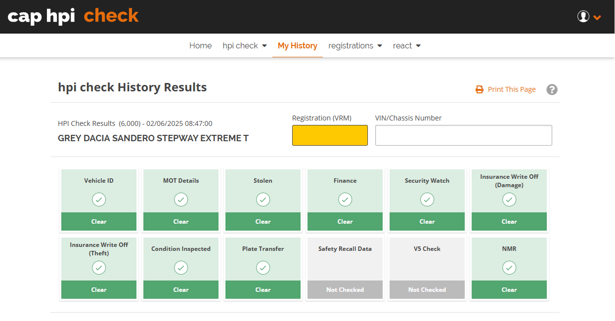 hpi check® | cap hpi